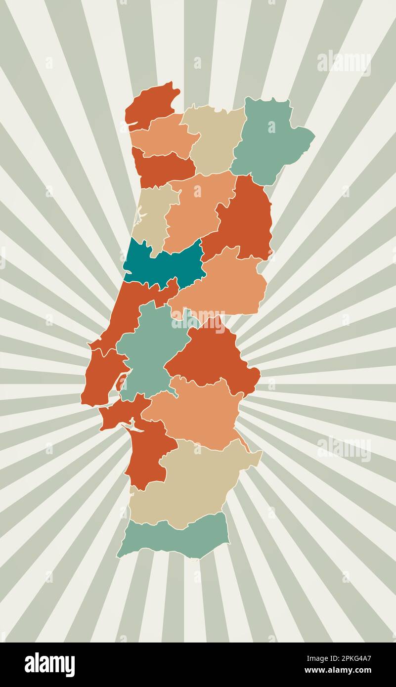 Portugal map. Poster with map of the country in retro color palette ...