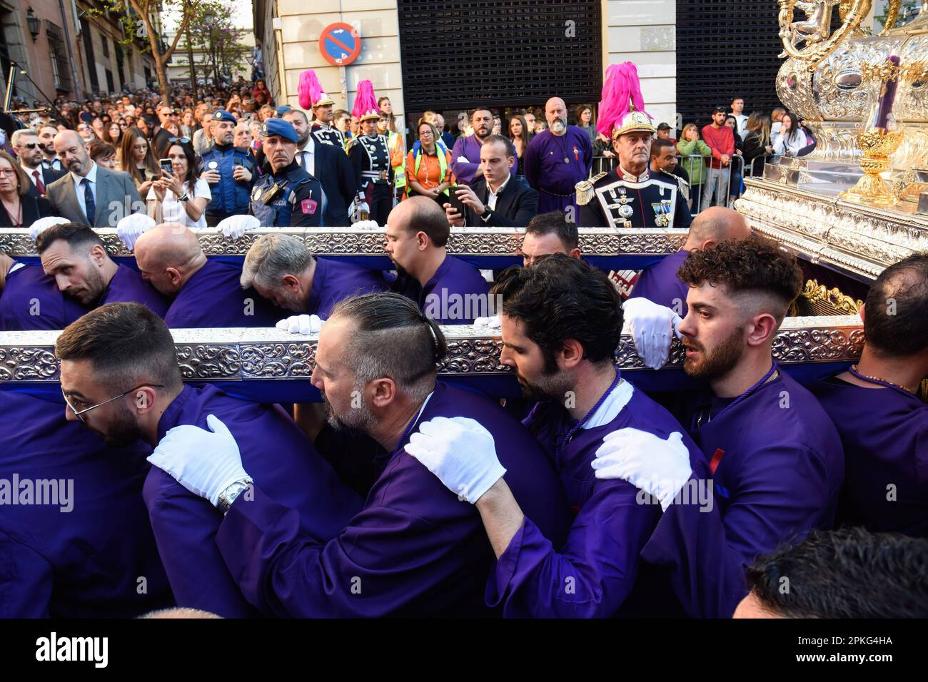 Walkers seen carrying the image of Jesus Christ during the Holy Week ...