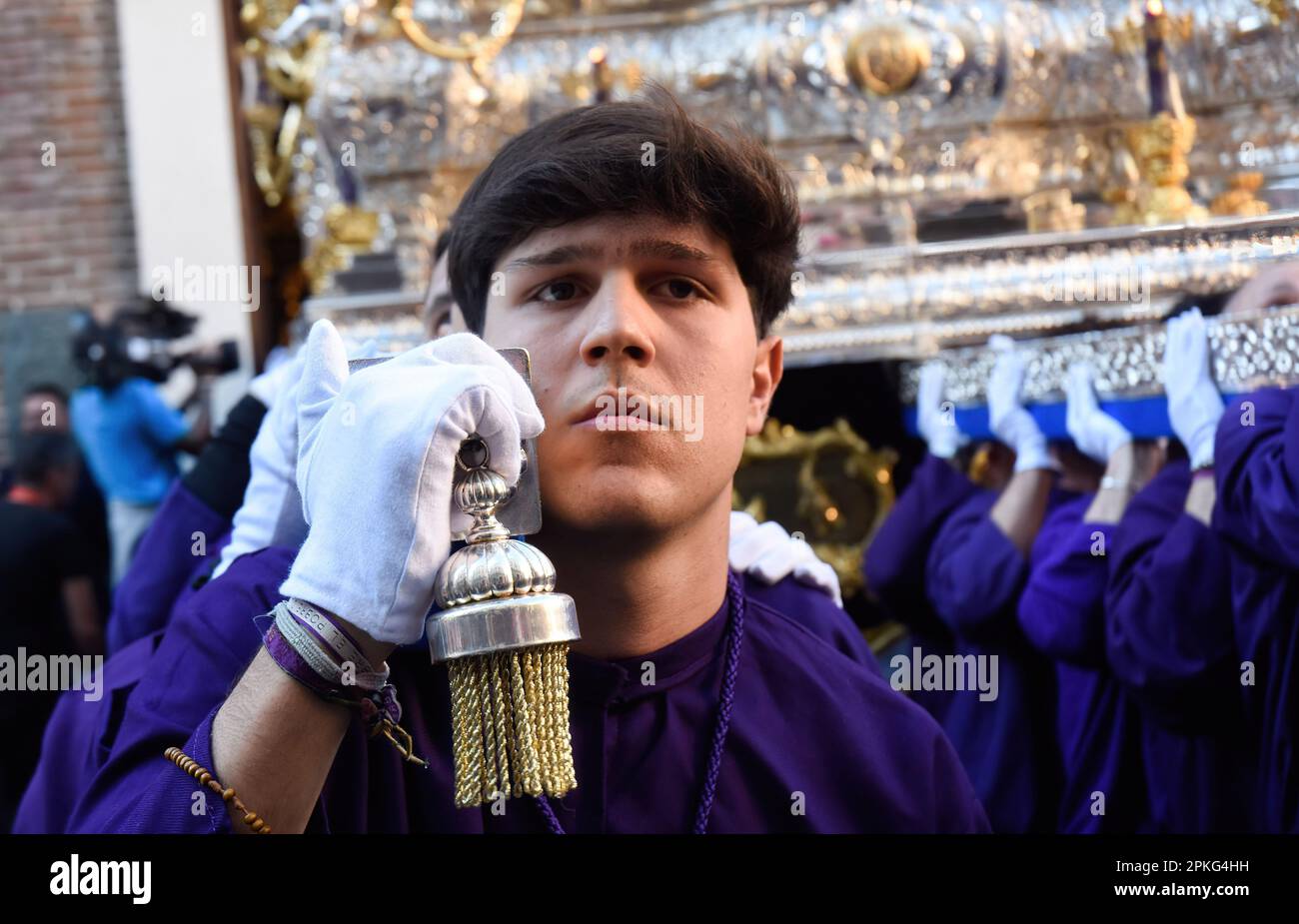 A walker seen carrying the image of Jesus Christ during the Holy Week ...