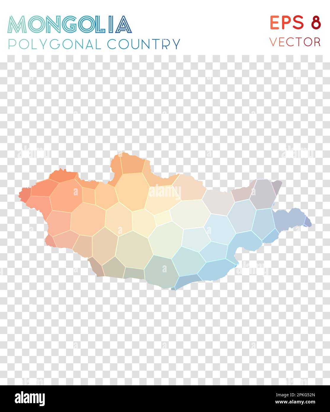 Mongolia polygonal map, mosaic style country. Stylish low poly style ...