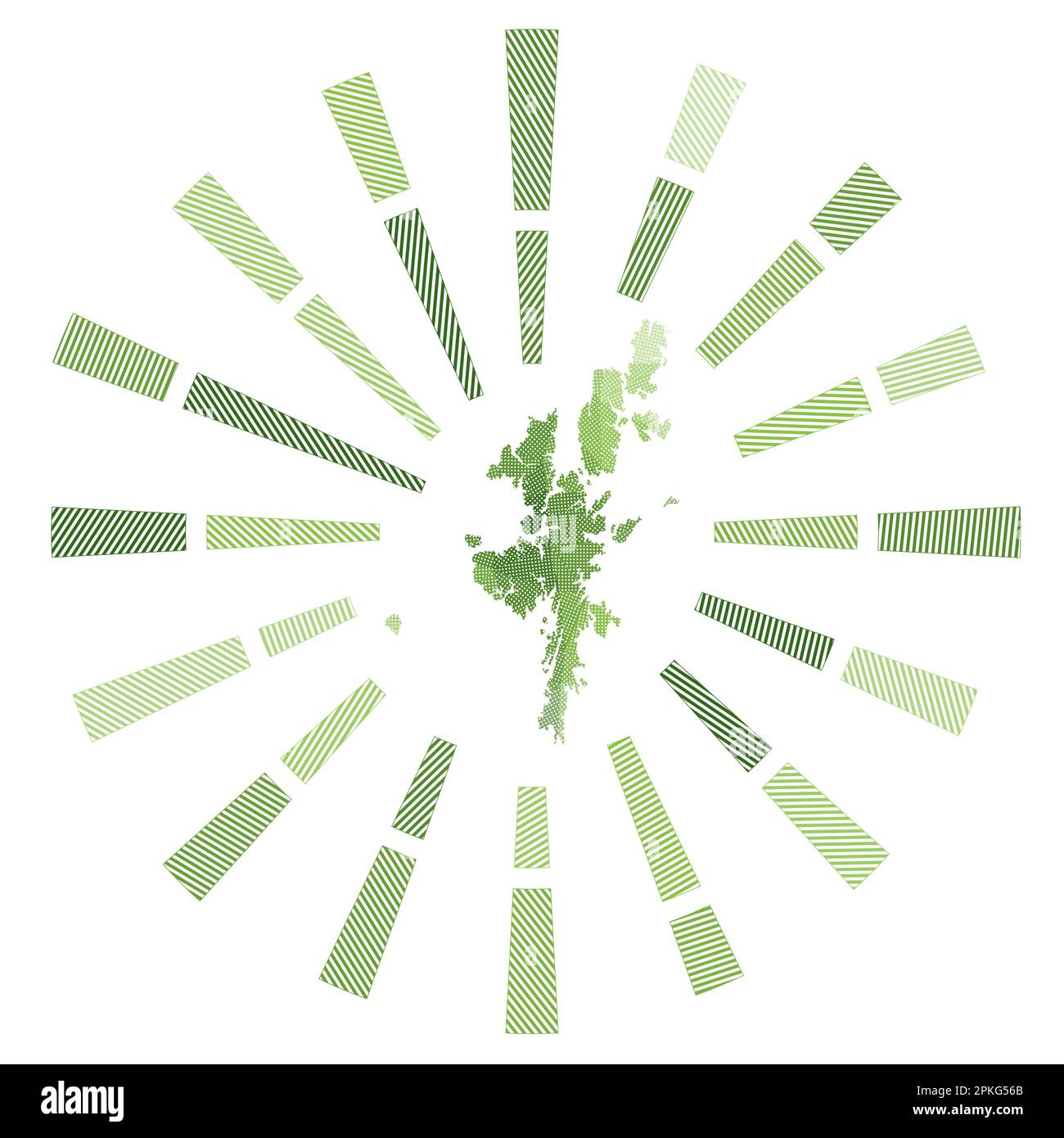 Mainland sunburst. Low poly striped rays and map of the island ...