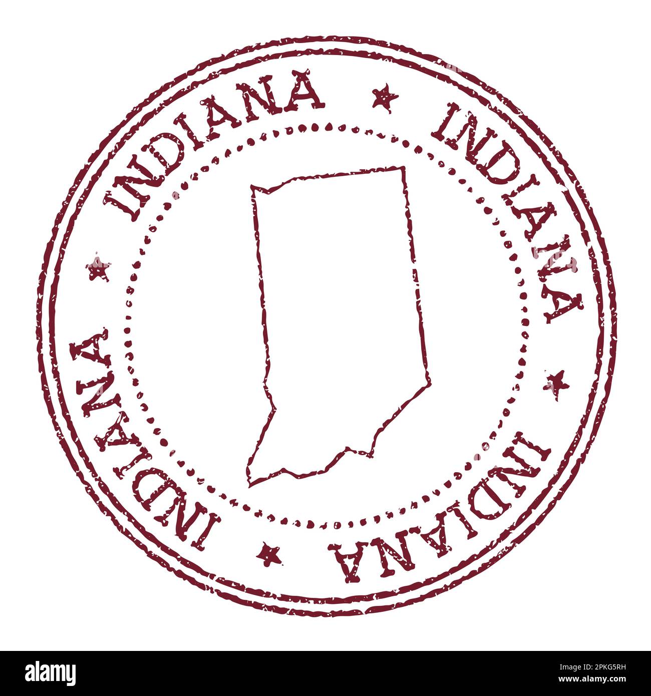 Indiana round rubber stamp with us state map. Vintage red passport ...