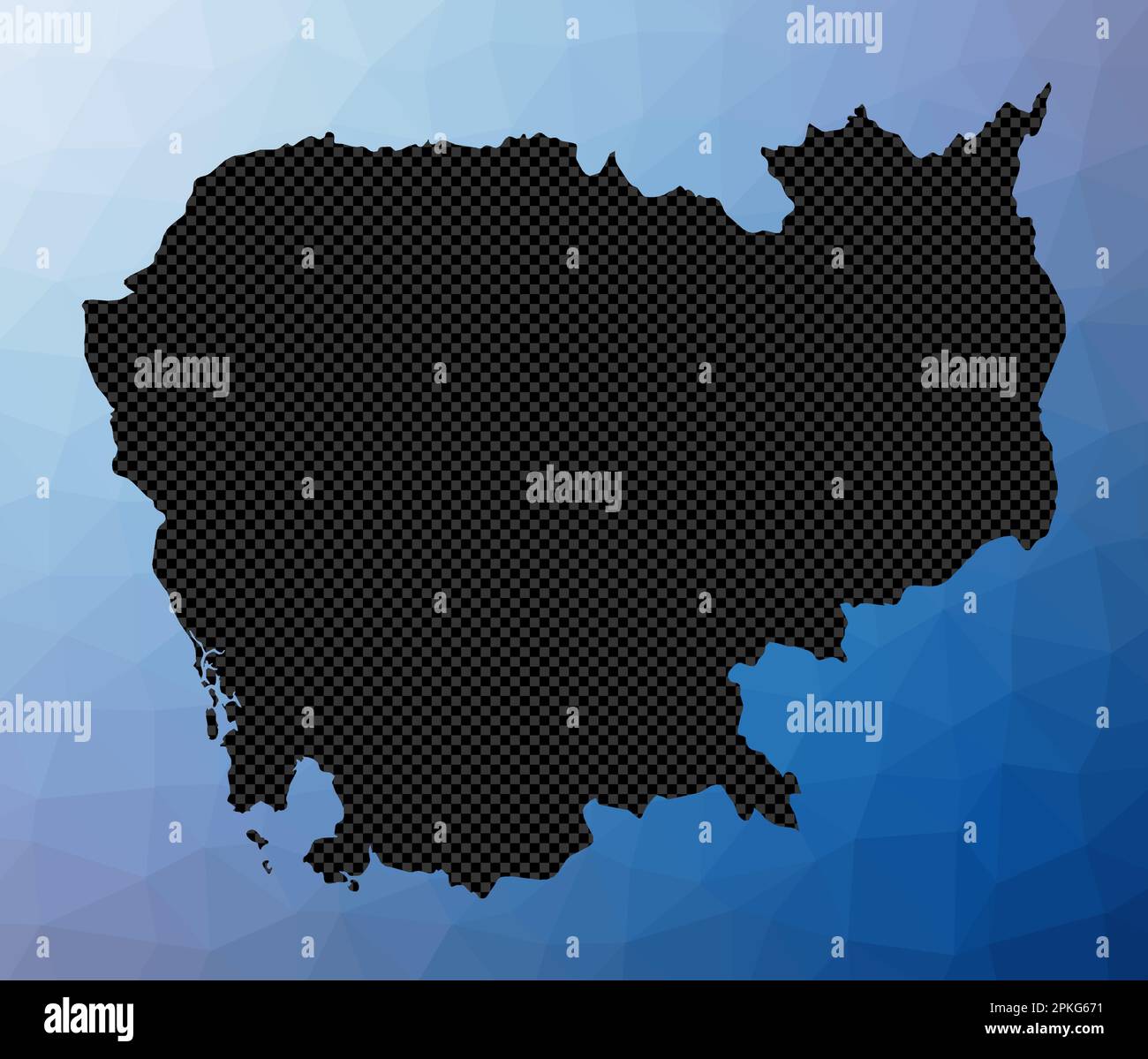 Cambodia geometric map. Stencil shape of Cambodia in low poly style. Astonishing country vector ...