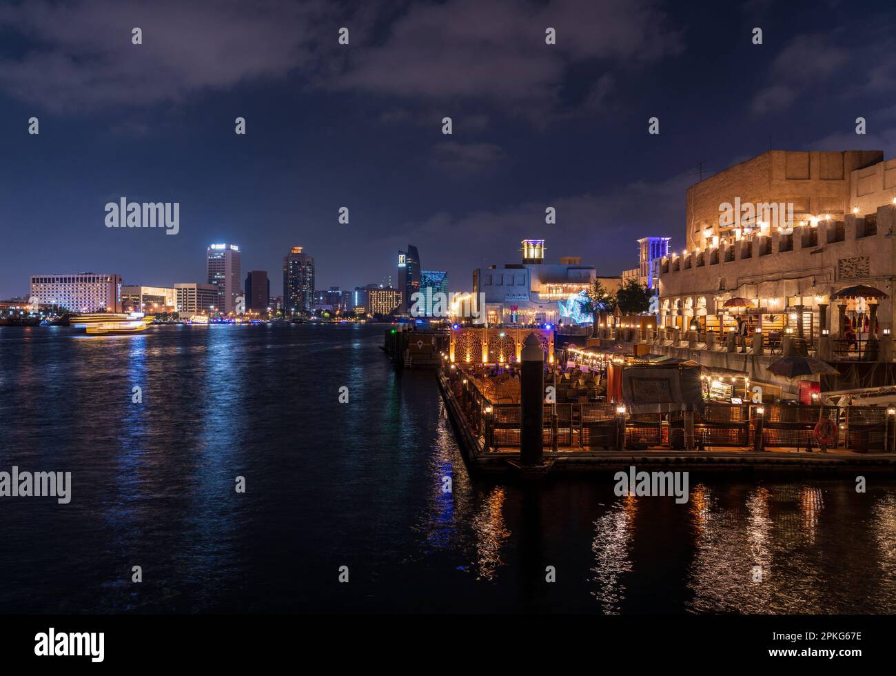 Dubai, UAE - 30 March 2023: View down the Creek towards Deira with ...
