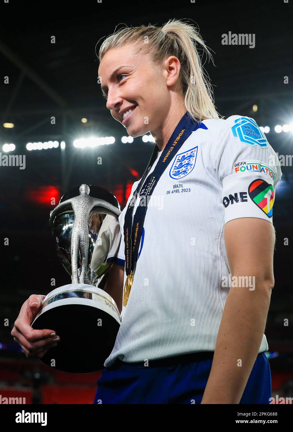 England’s Leah Williamson with the trophy after winning the Women’s ...