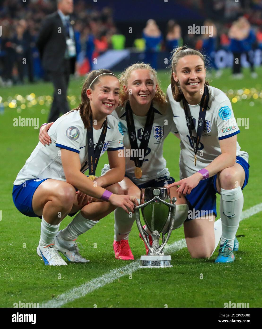 England’s Maya Le Tissier, Katie Robinson and Niamh Charles with the ...