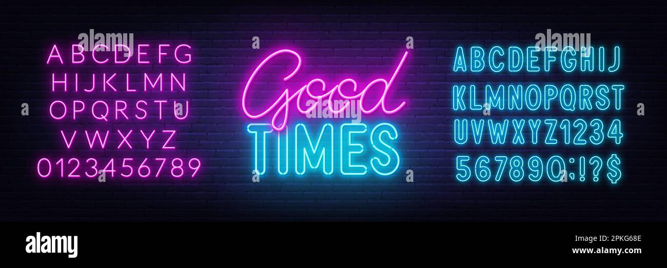 Good Times neon lettering on brick wall background Stock Vector Image ...