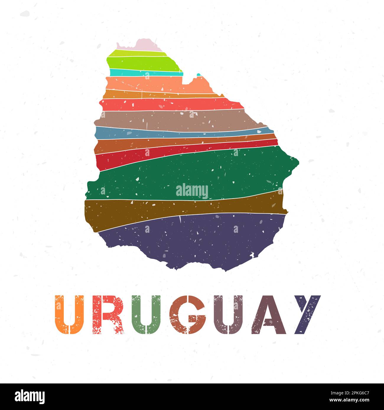 Uruguay map design. Shape of the country with beautiful geometric waves ...
