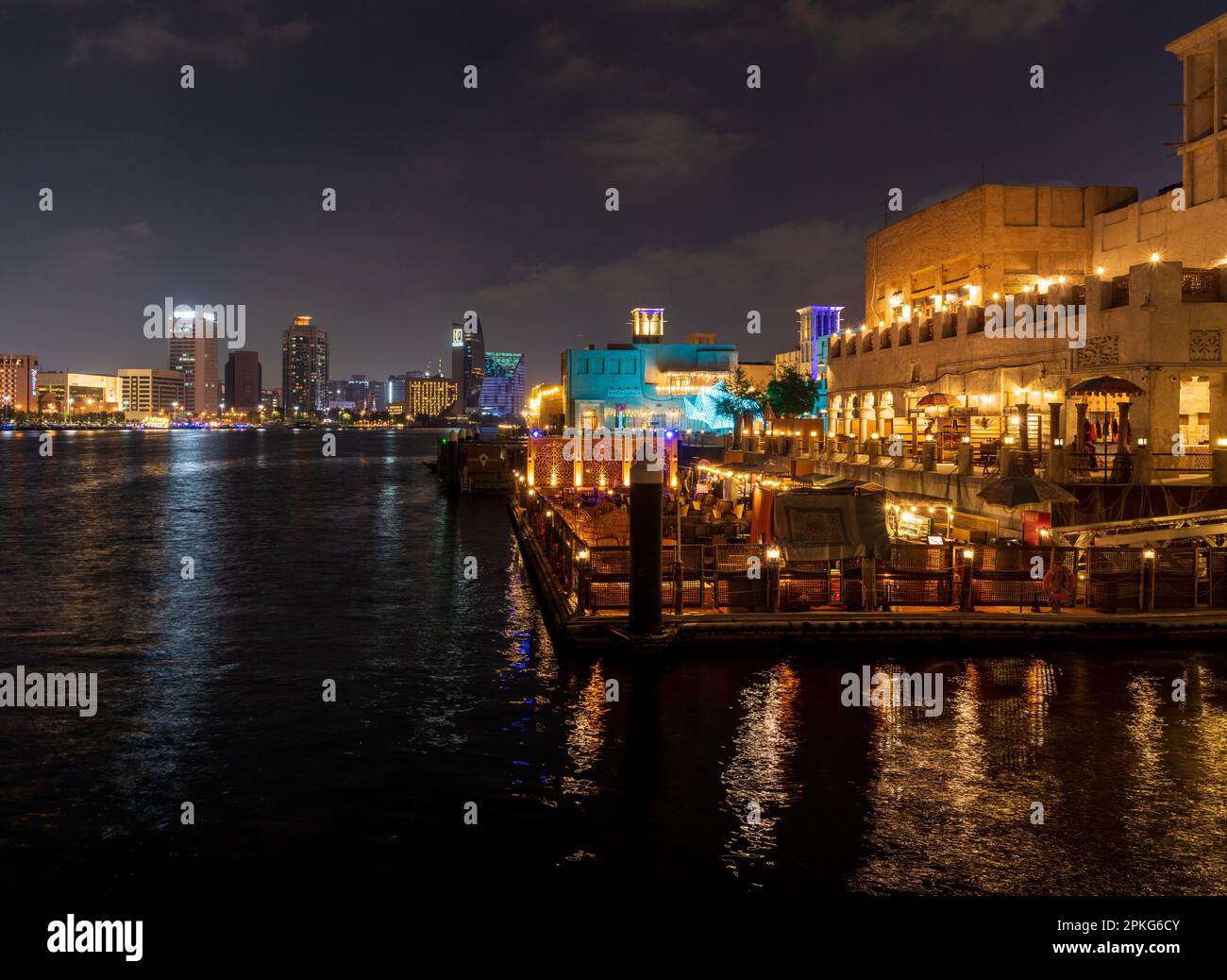 Dubai, UAE - 30 March 2023: View down the Creek towards Deira with ...