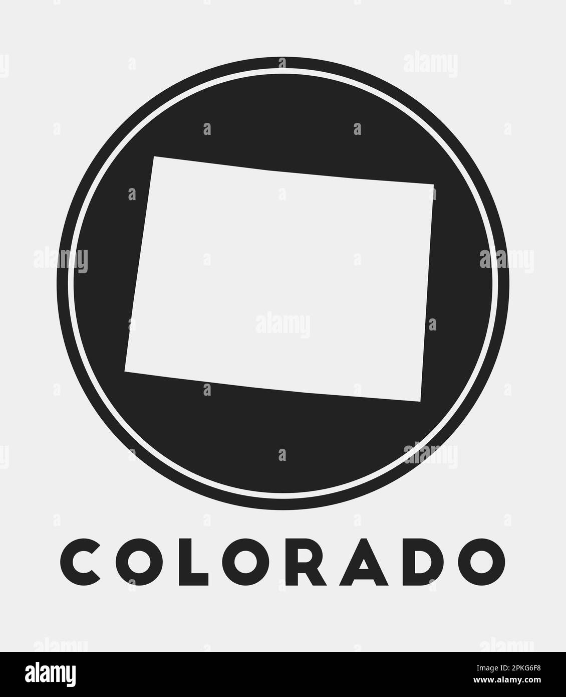 Colorado icon. Round logo with US state map and title. Stylish Colorado ...