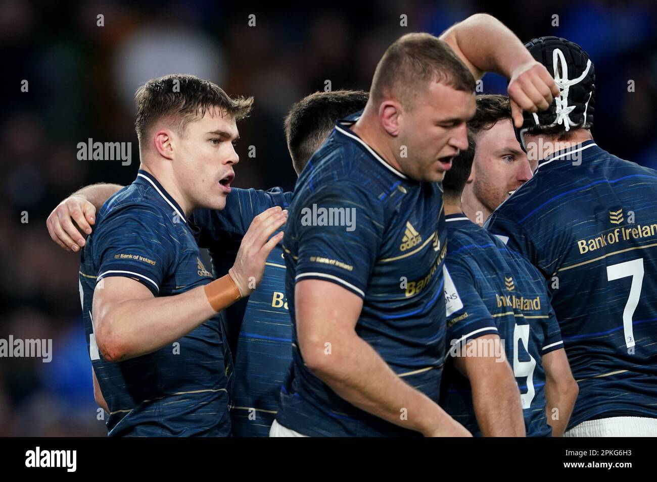 Leinster’s Gary Ringrose (left) celebrates scoring his sides forth try ...