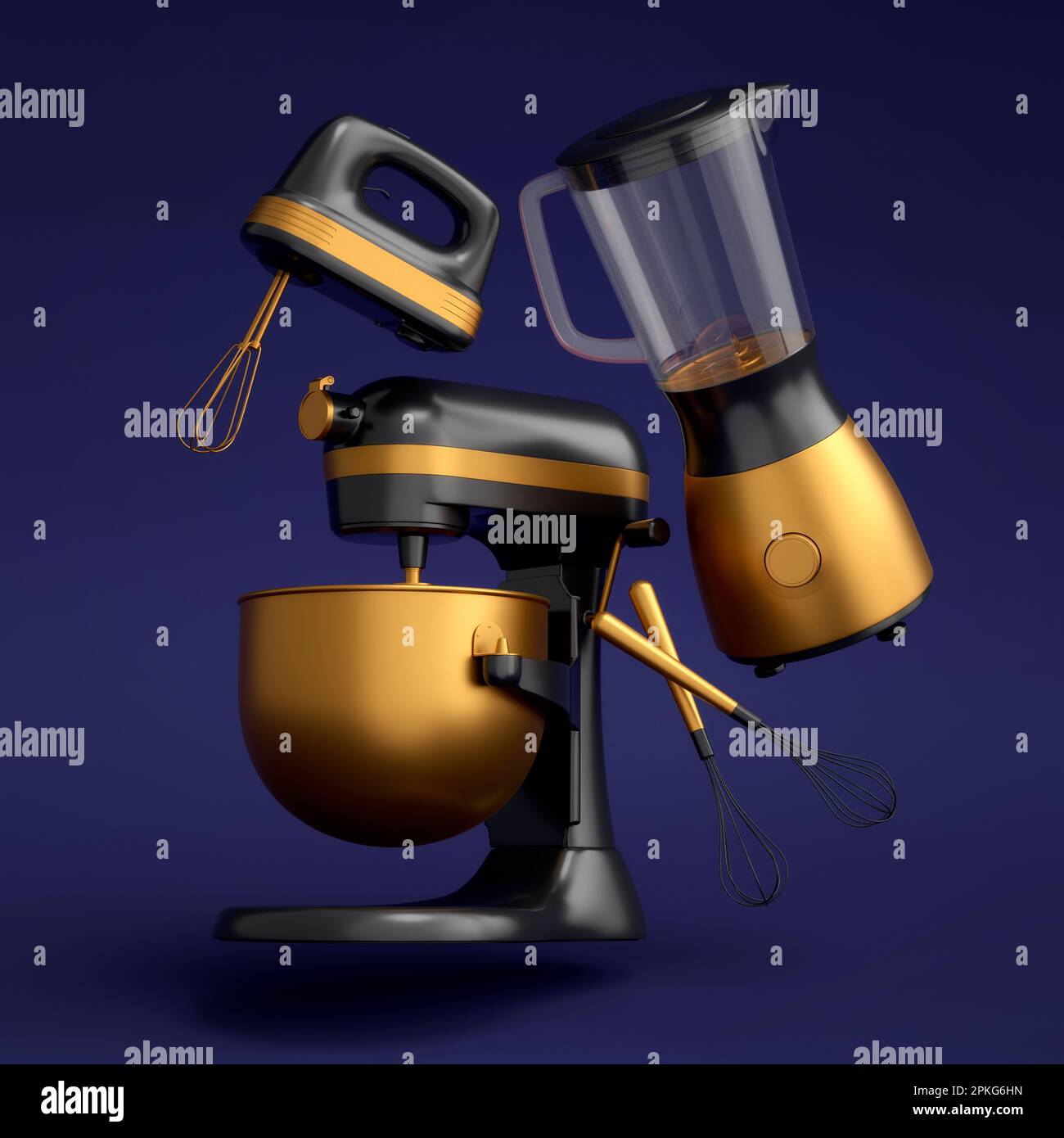 Mixer and hand mixer with kitchen utensil and whisks for preparation of ...