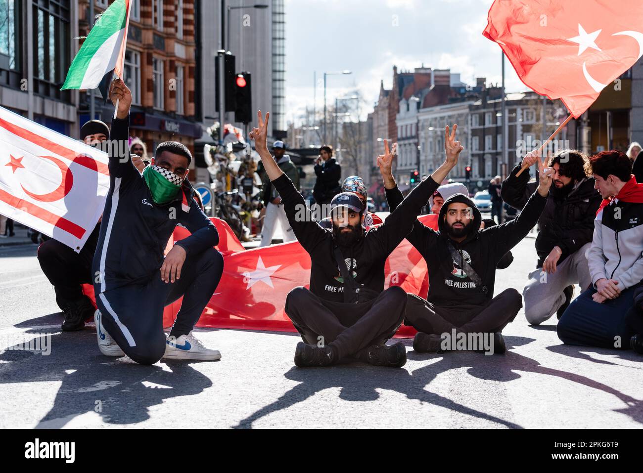 London, UK. 7 April 2023. Protest outside Israeli Embassy in London ...