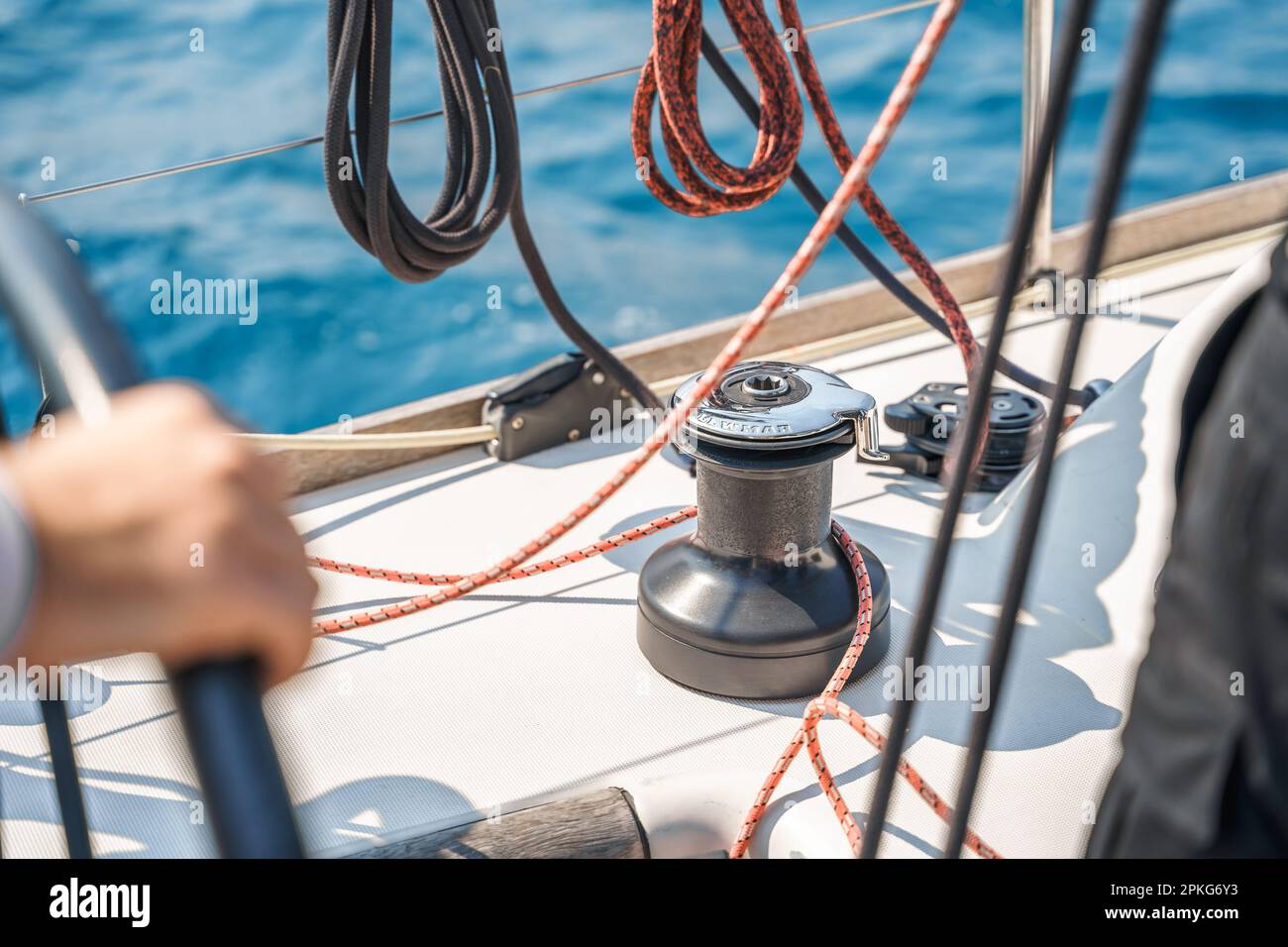 Voyage race sail on professional sport sea yacht. Yachting summer ...