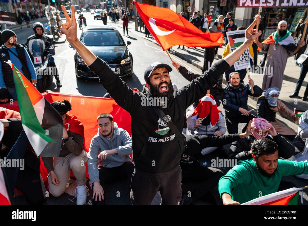 London, UK. 7 April 2023. Protest outside Israeli Embassy in London ...