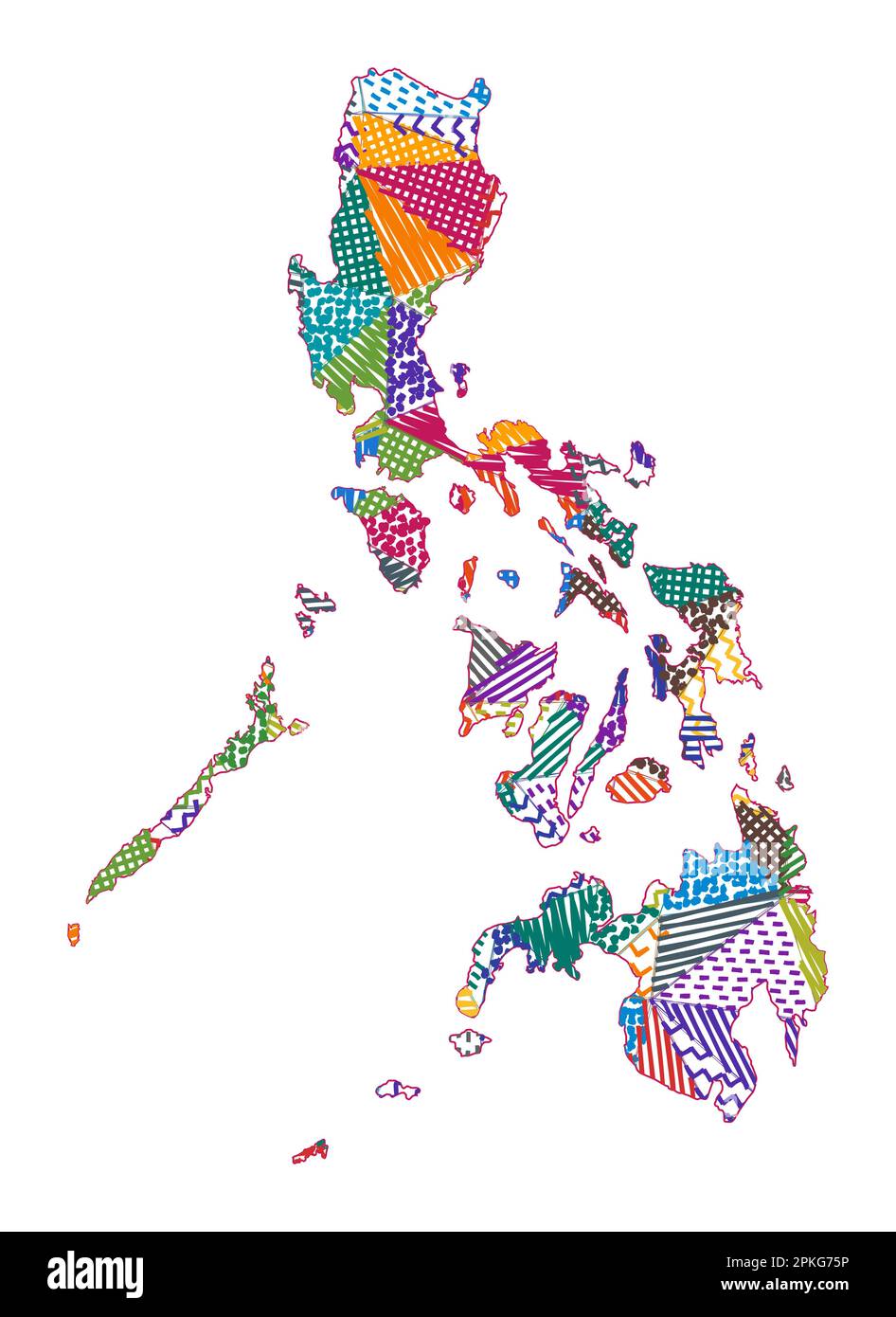 Kid style map of Philippines. Hand drawn polygons in the shape of ...