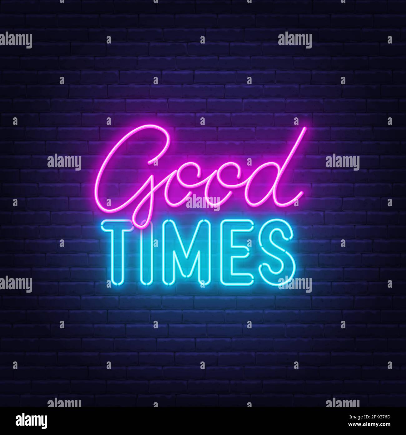 Good Times neon lettering on brick wall background Stock Vector Image ...