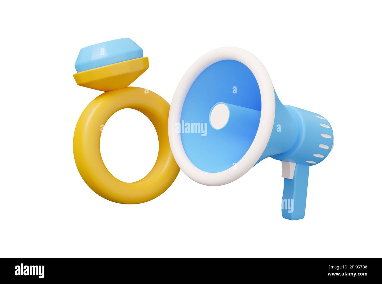 ring megaphone speaker 3d render illustration in minimal cartoon style ...