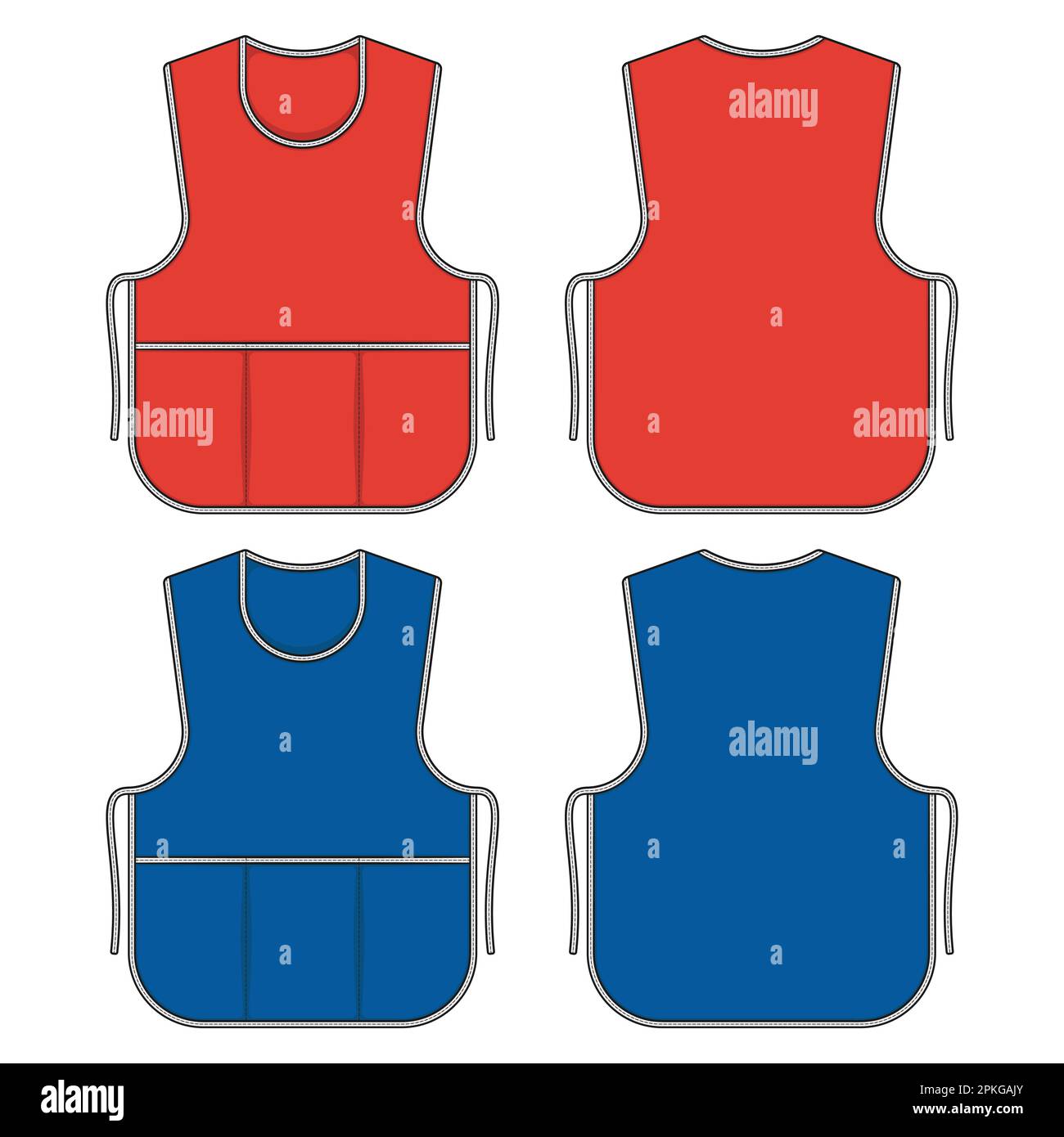 Set Of Color Illustration With An Apron Of Salesman Waiter Isolated Vector Objects On White