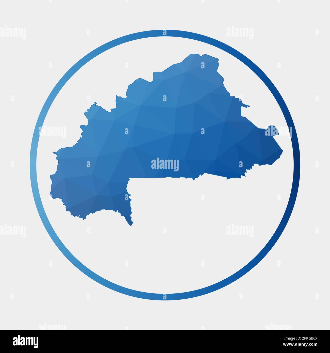 Burkina Faso icon. Polygonal map of the country in gradient ring. Round ...