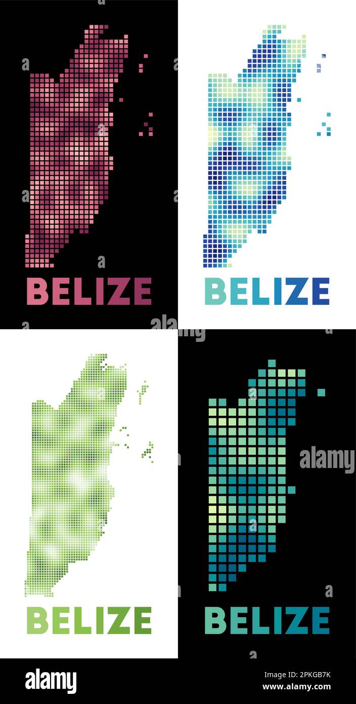 Belize map. Collection of maps of Belize in dotted style. Borders of ...