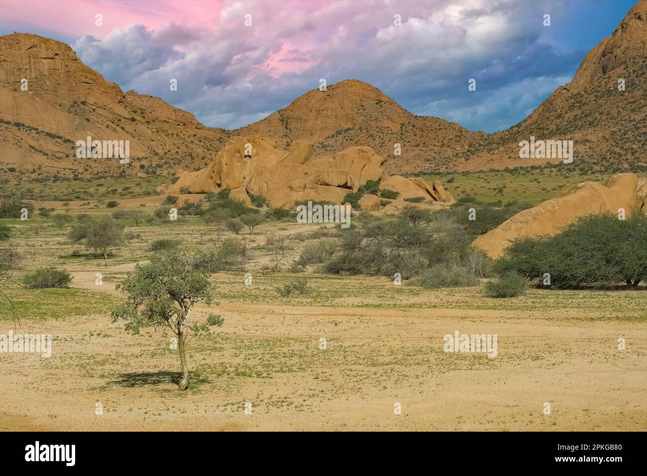 Namibia, the desert of Spitzkoppe in Damaraland, beautiful landscape ...
