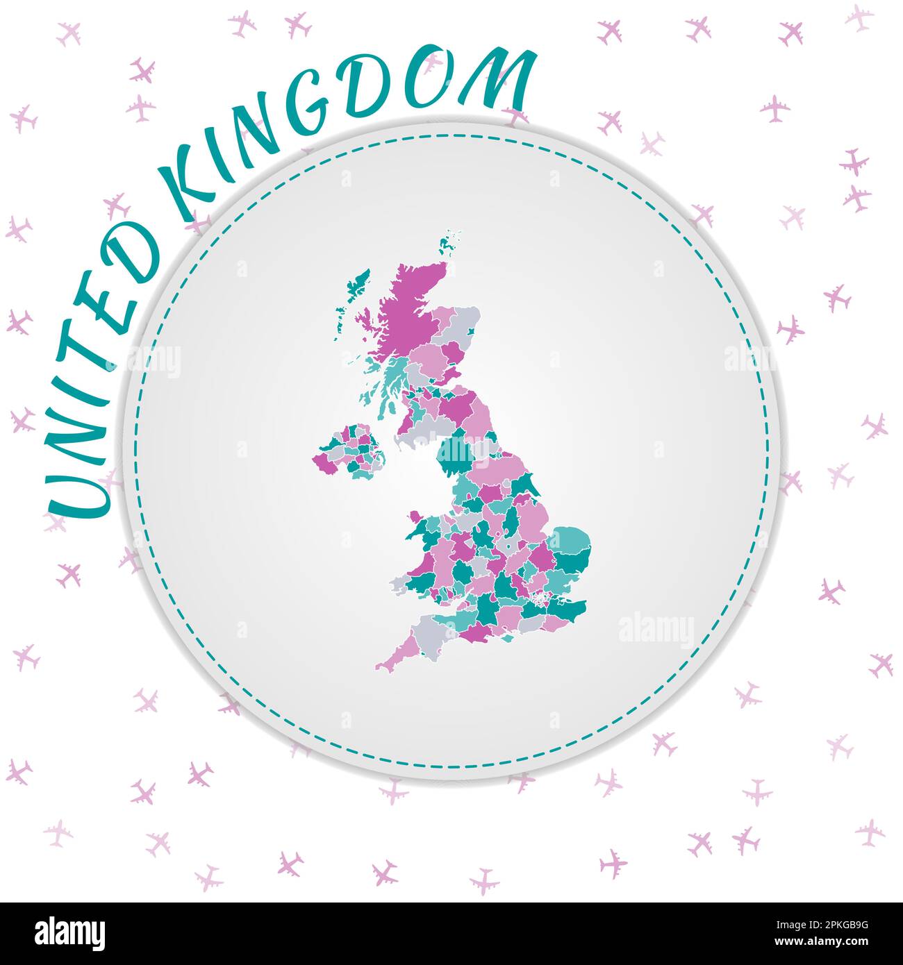 United Kingdom map design. Map of the country with regions in emerald ...