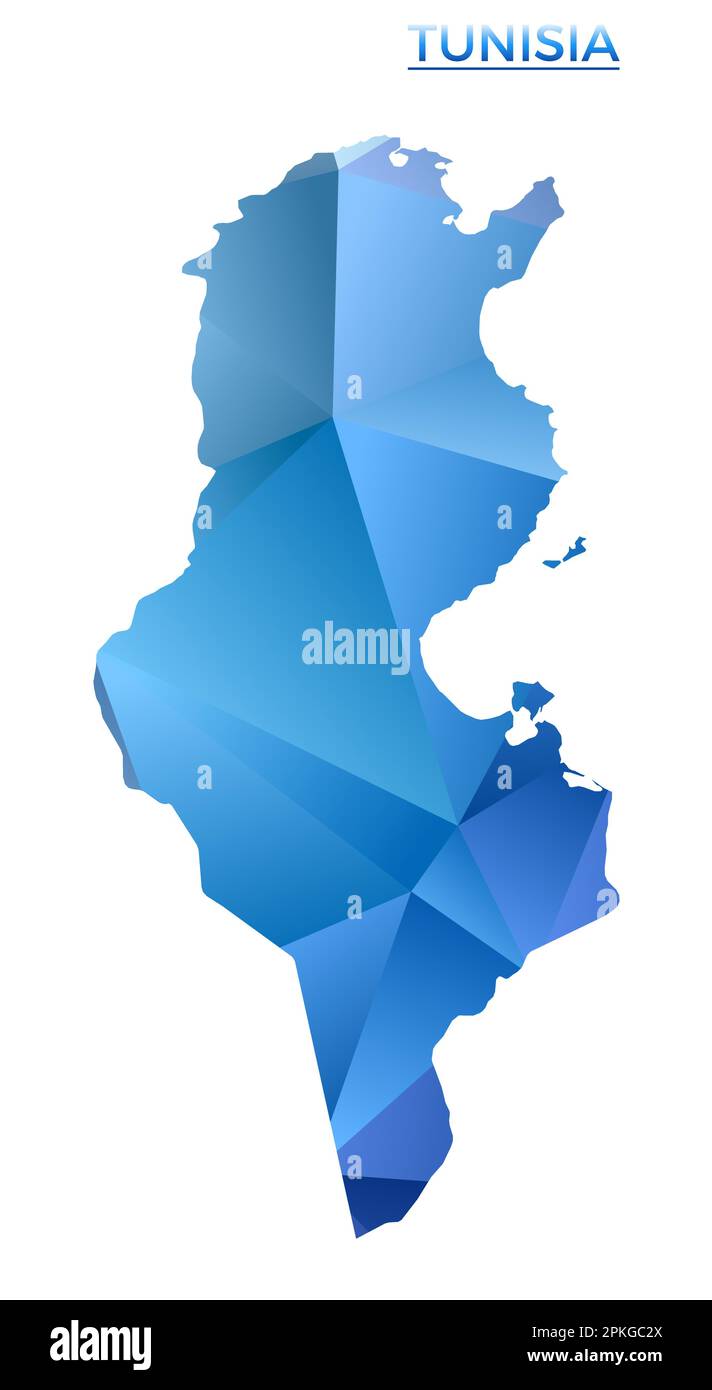 Vector polygonal Tunisia map. Vibrant geometric country in low poly ...