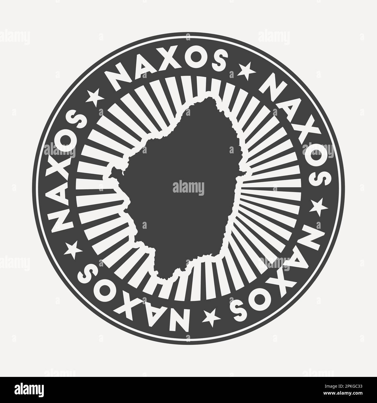 Naxos round logo. Vintage travel badge with the circular name and map ...