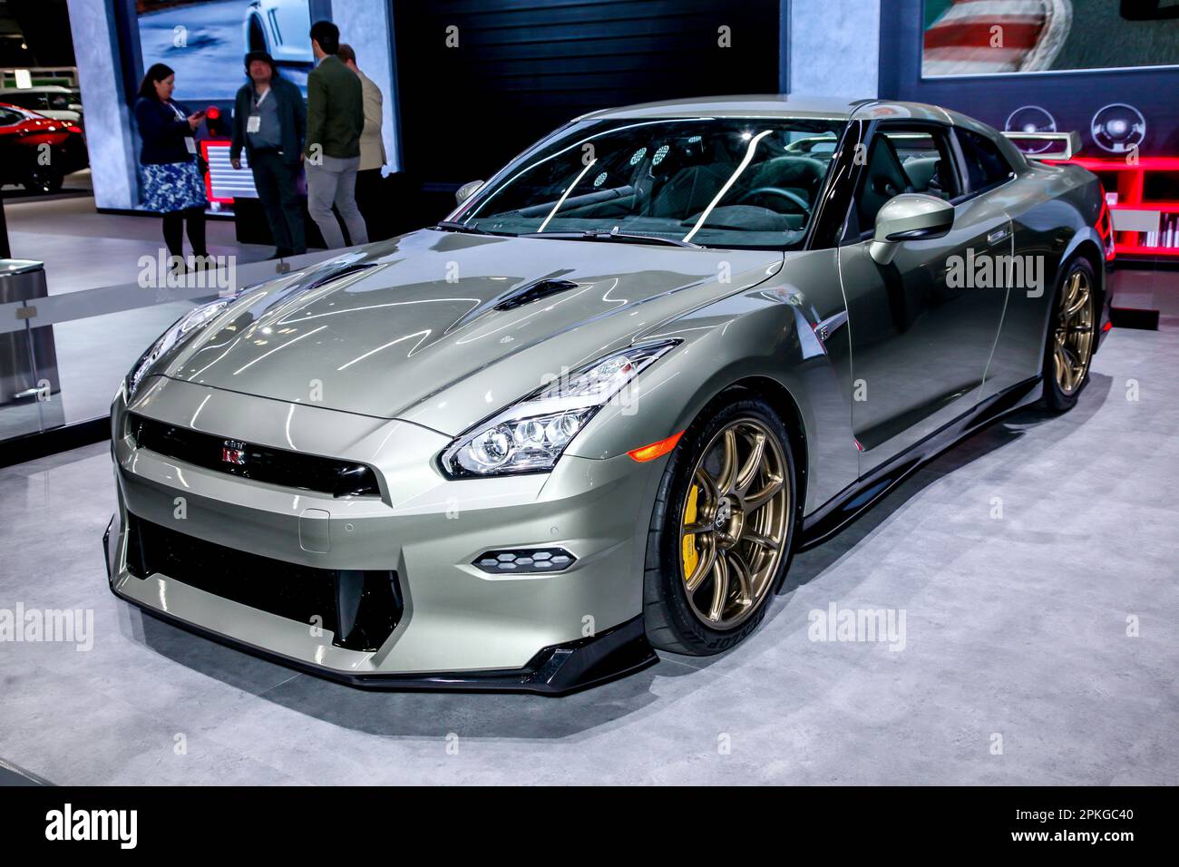 NEW YORK, NY, USA - APRIL 5, 2023: Nissan GT R showing at New York International Auto Show Press ...