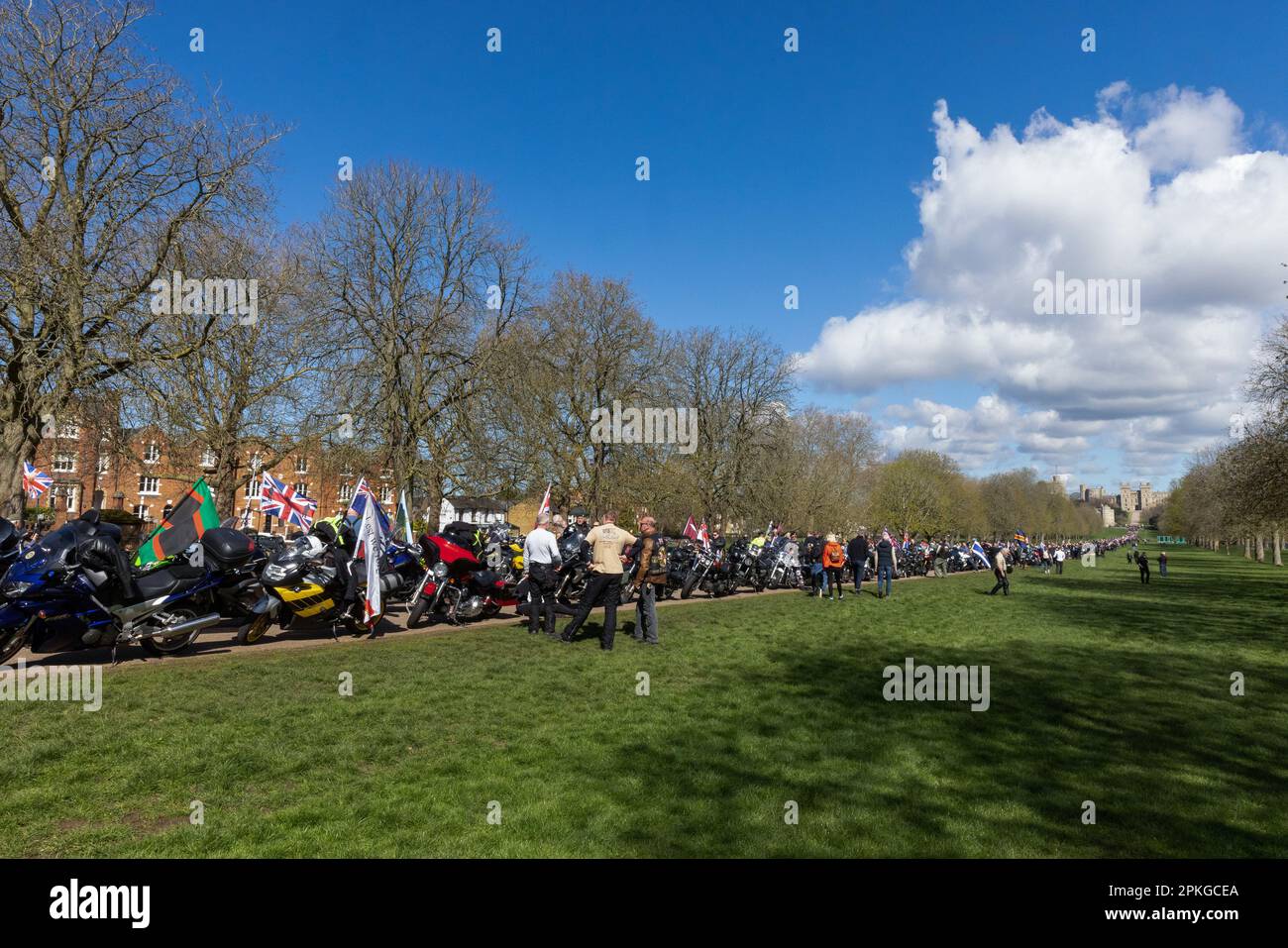 Windsor, UK. 7th April, 2023. Motorcycles and scooters decorated with ...