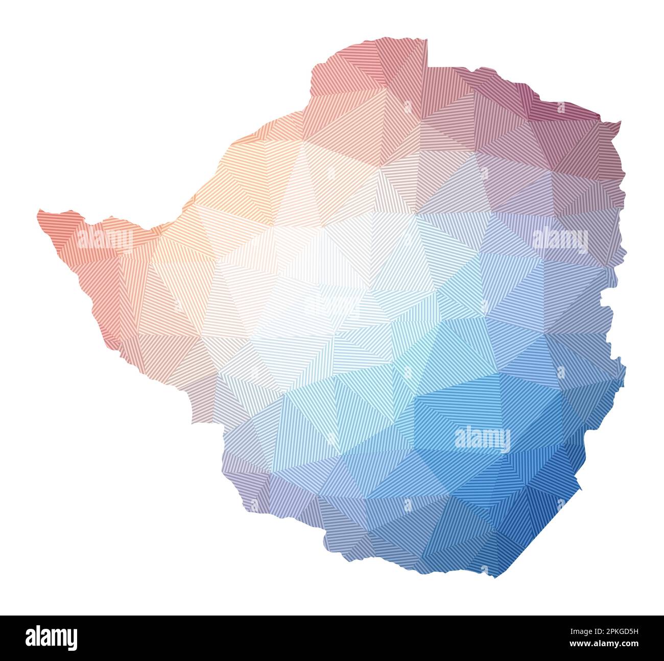 Low poly illustration of Zimbabwe. Geometric design with stripes ...