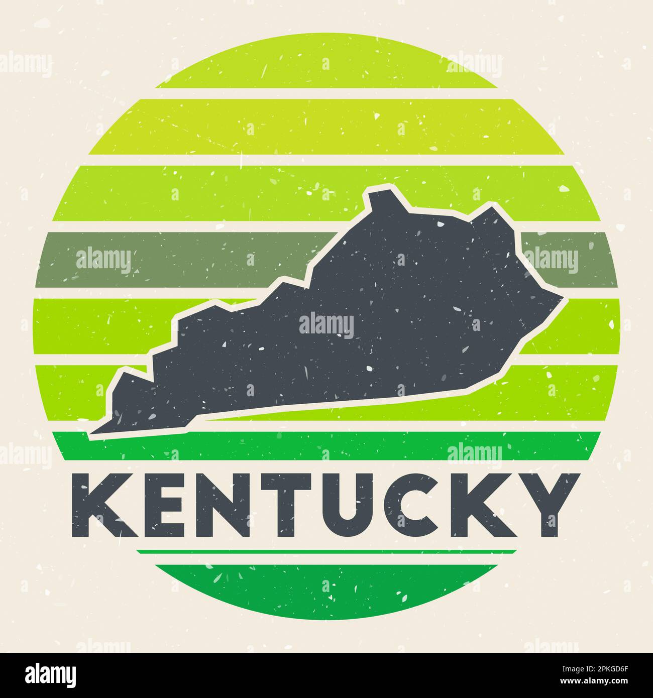 Kentucky logo. Sign with the map of US state and colored stripes ...