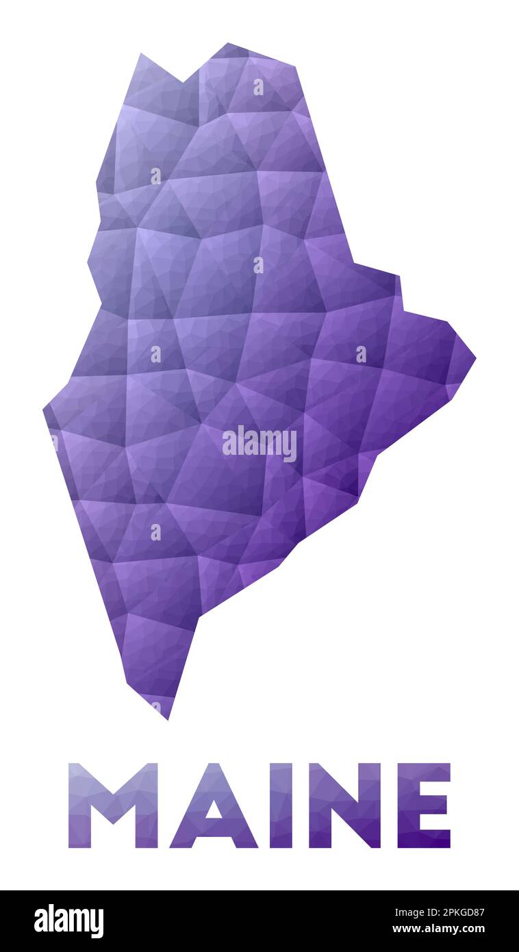 Low poly illustration of the US state of Maine. Purple geometric design ...