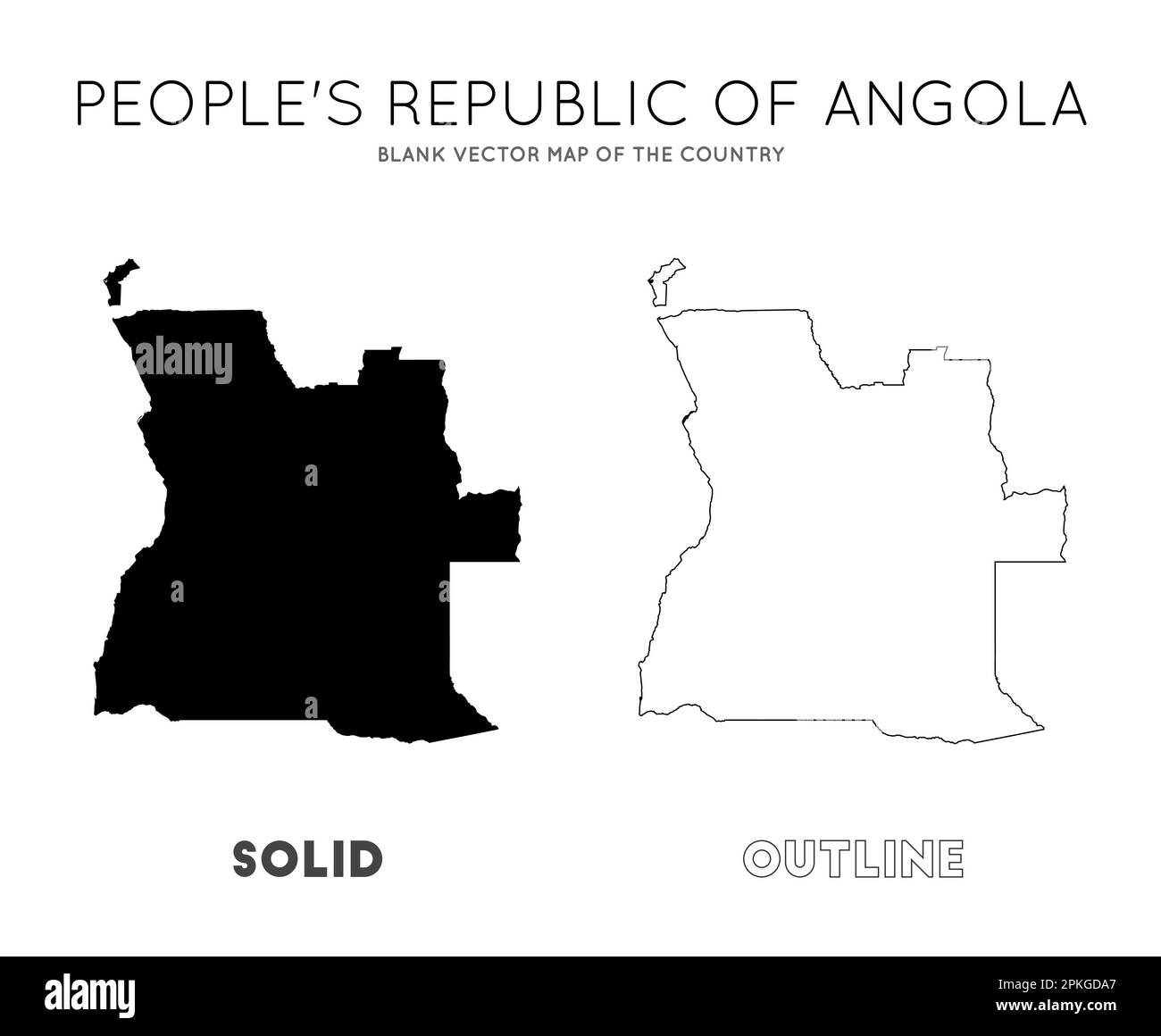 Angola map. Blank vector map of the country. Borders of Angola for your ...
