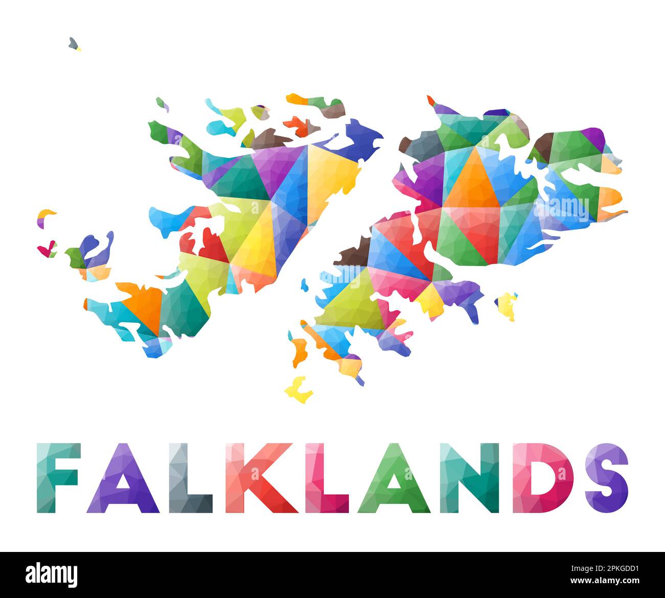 Falklands - colorful low poly country shape. Multicolor geometric ...