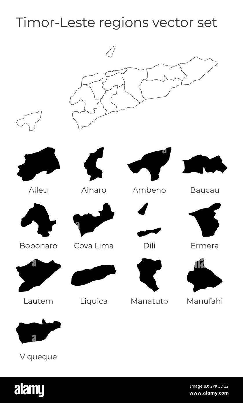 Timor-Leste map with shapes of regions. Blank vector map of the country ...