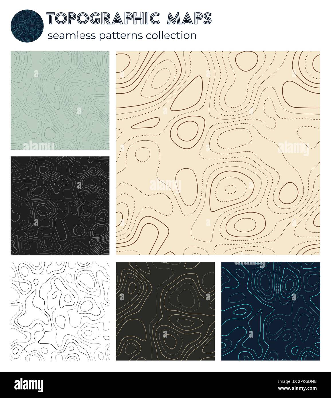 Topographic maps. Authentic isoline patterns, seamless design. Creative ...