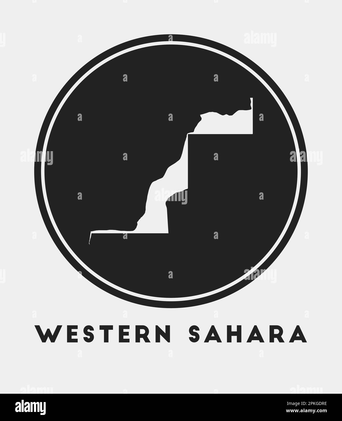 Western Sahara icon. Round logo with country map and title. Stylish ...