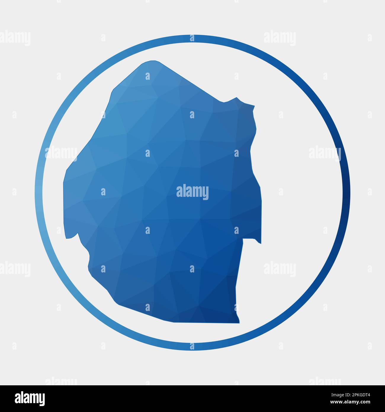 Swaziland icon. Polygonal map of the country in gradient ring. Round ...