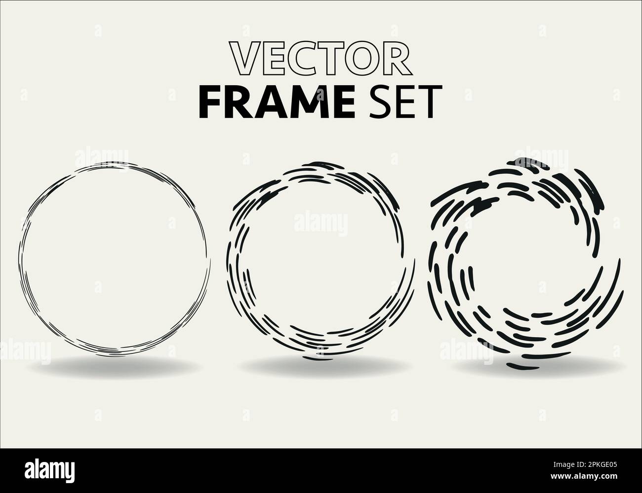 Hand drawn circles sketch frame vector set. Rounds scribble line circles. Vector illustrations ...