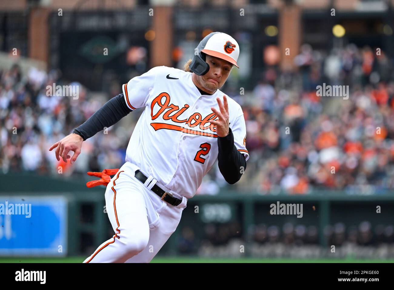Baltimore Orioles' Gunnar Henderson rounds third and on his way to ...