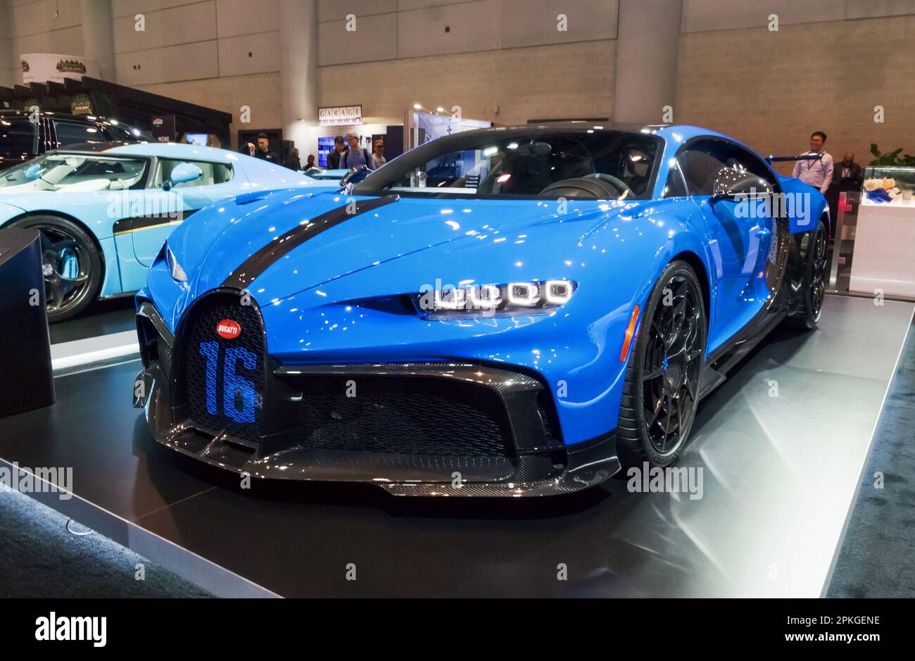 Toronto, Canada - 02 25 2023: Blue Bugatti Chiron mid-engine two-seater ...