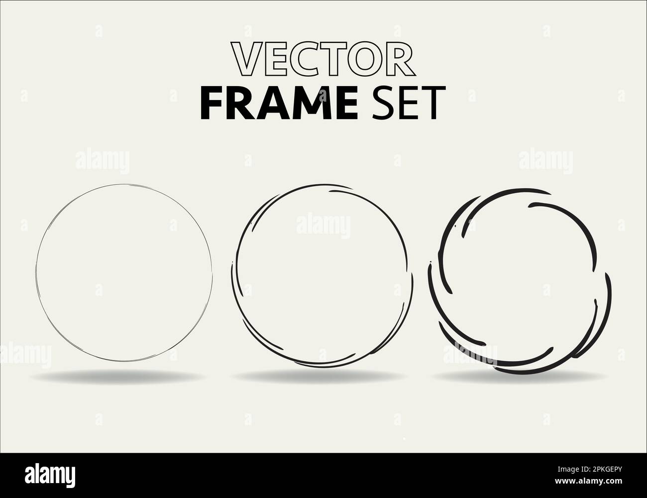 Hand drawn circles sketch frame vector set. Rounds scribble line ...
