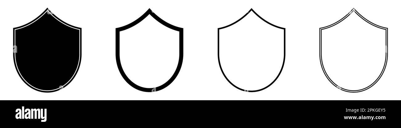 Shield icons set. Black signs of shields. Vector illustration. Abstract ...