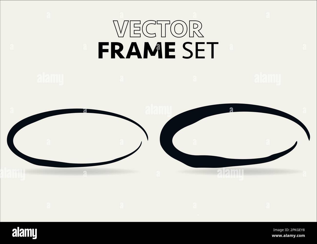 Doodle oval. Hand-drawn ellipse, round grunge frame and circled doodle ...