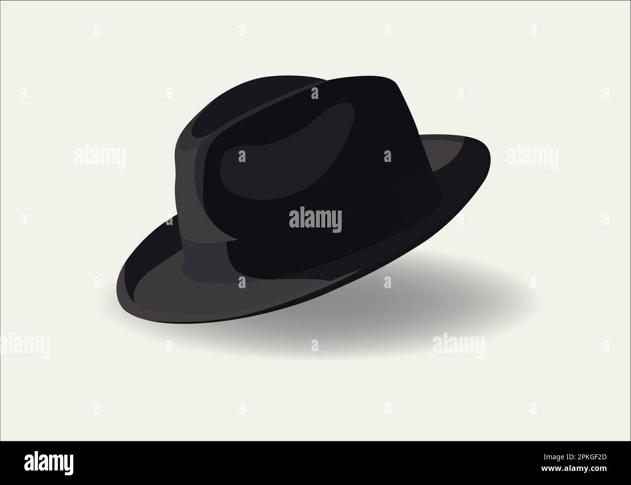 Fedora hat, side view. Wool or felt fabric, dark grey, black color. Men ...