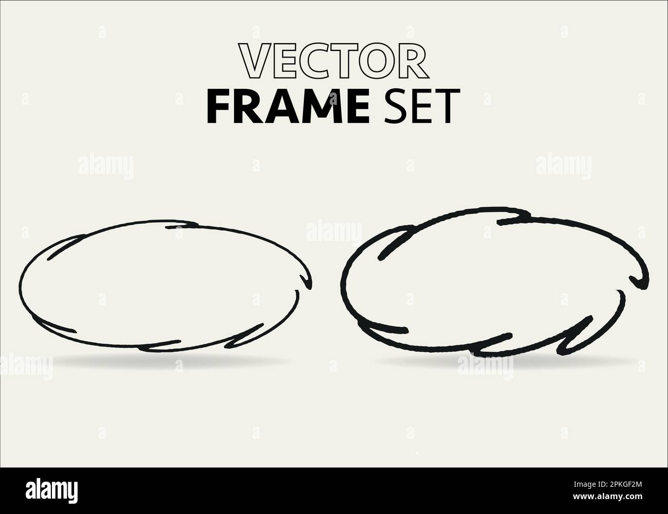 Doodle oval. Hand-drawn ellipse, round grunge frame and circled doodle ...