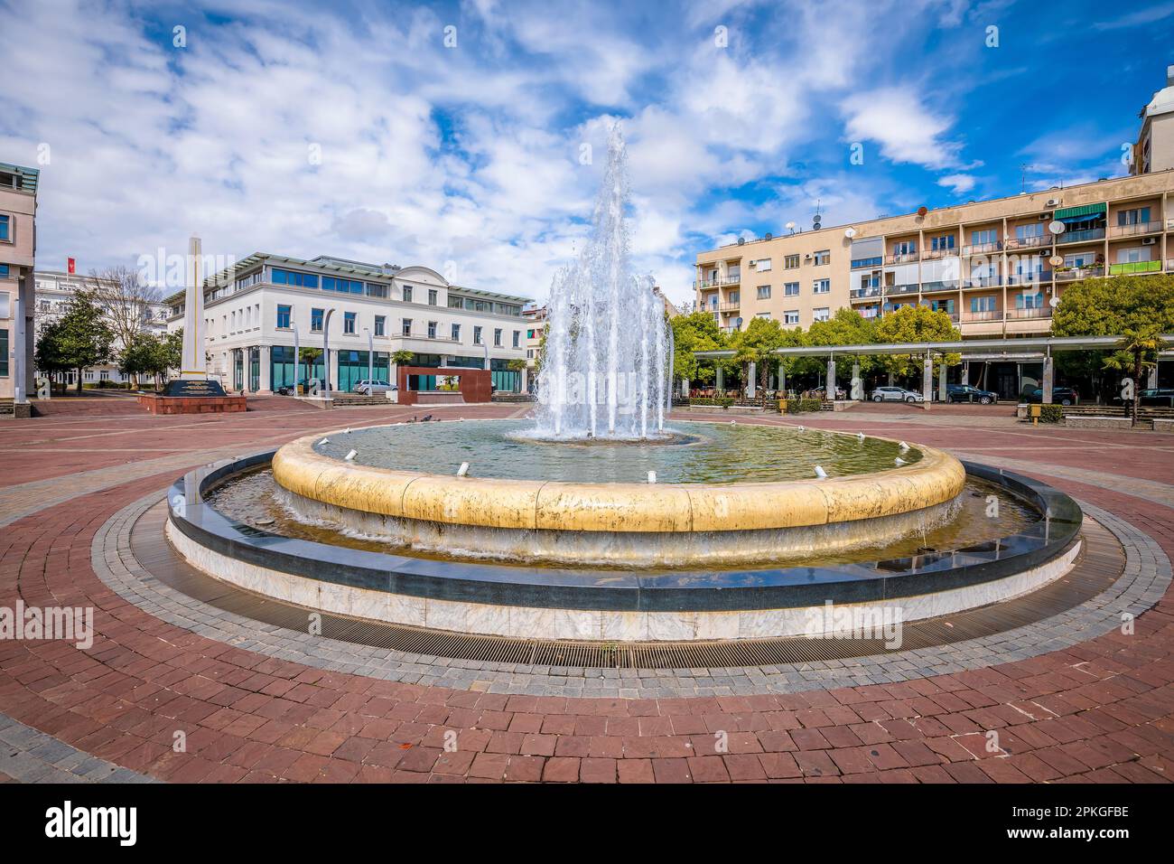 Podgorica central Republic square fountain view, capital of Montenegro ...