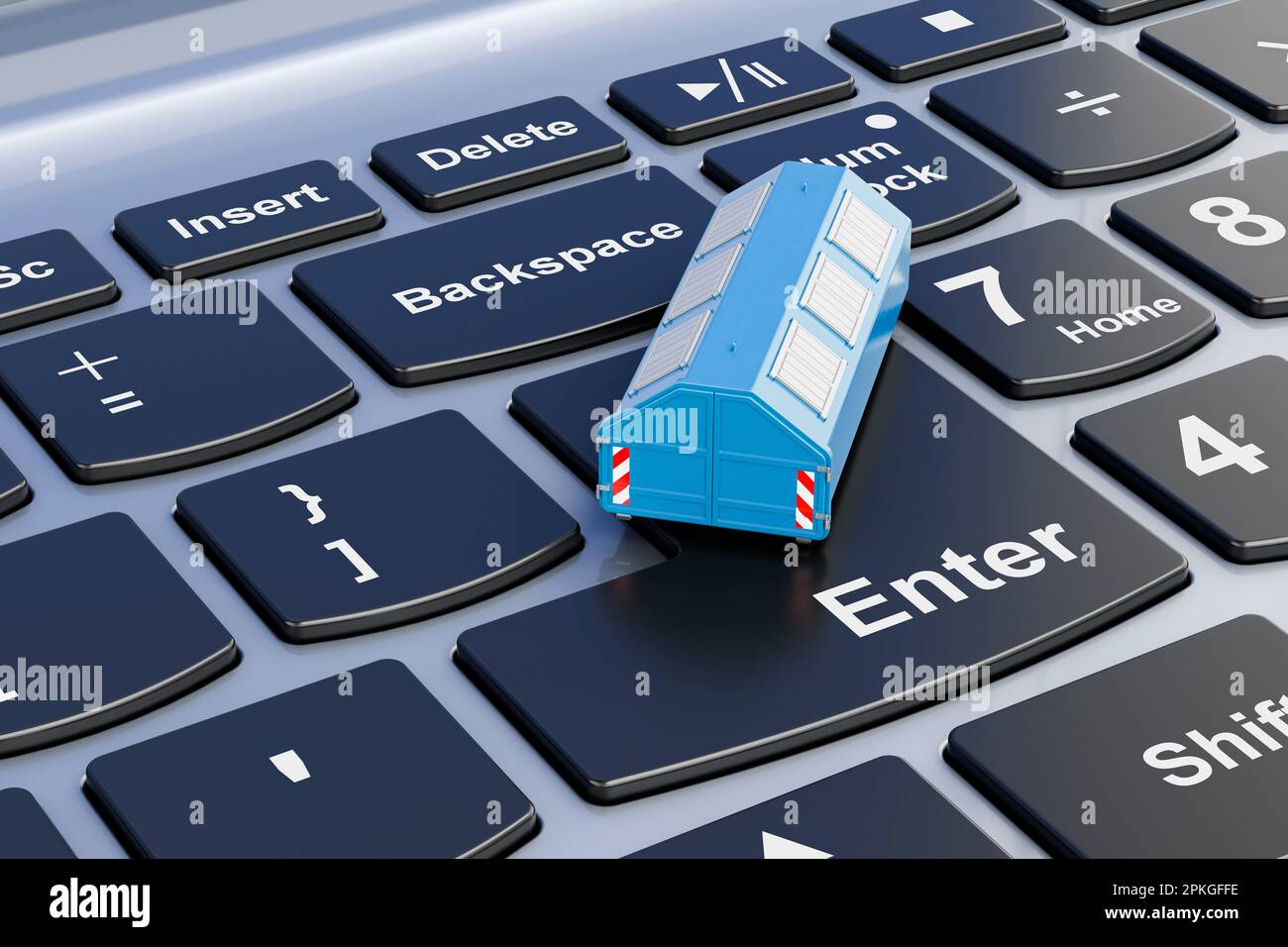 Industrial waste skip on laptop keyboard, 3D rendering Stock Photo - Alamy